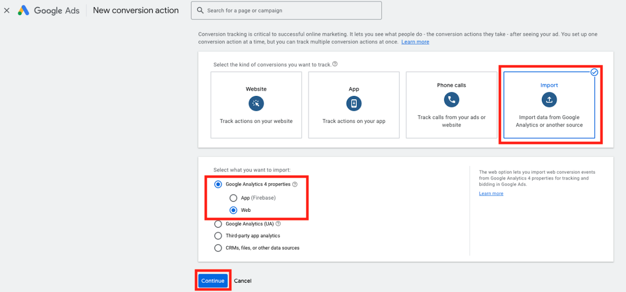 Setting up Google Ad conversion tracking in Commander